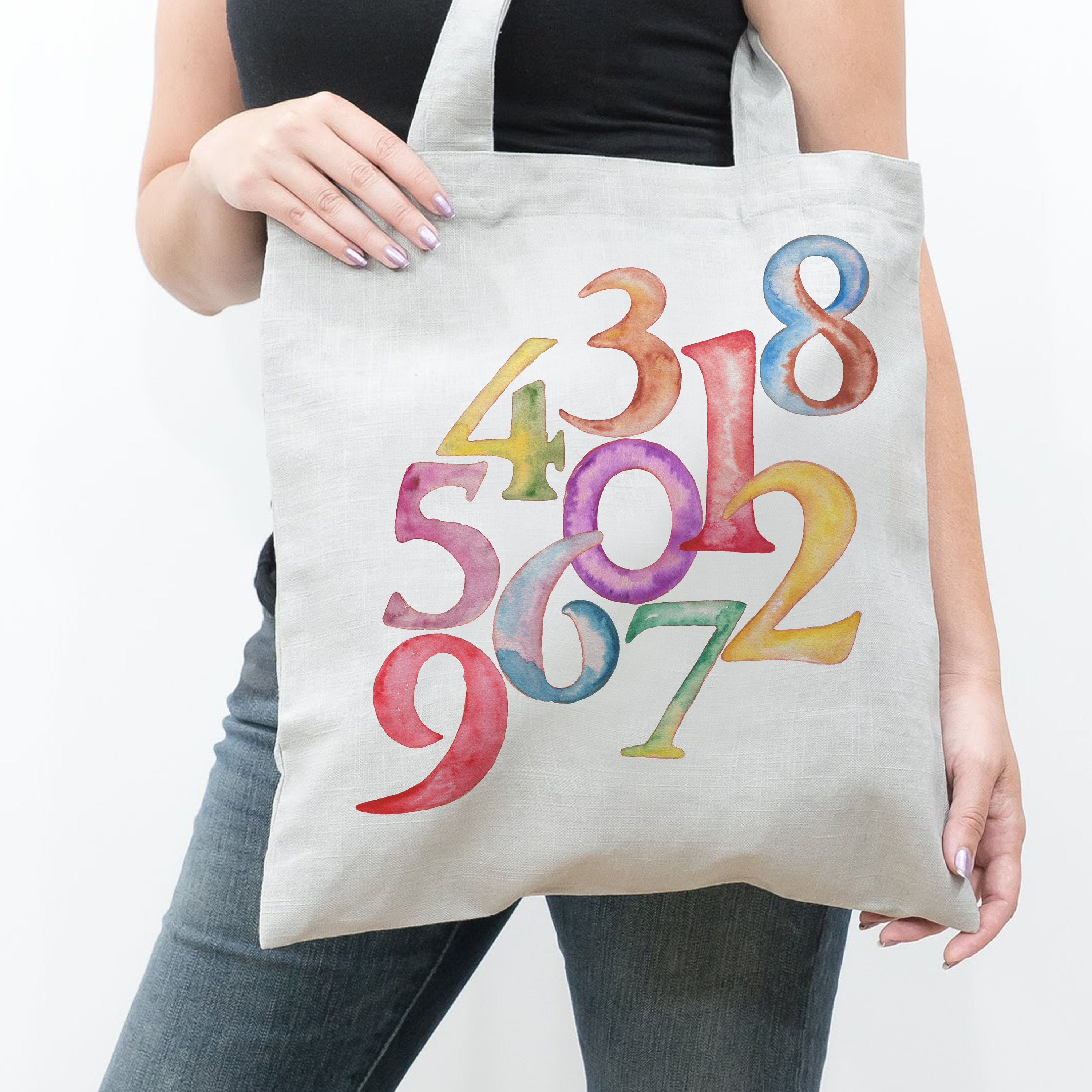 Watercolor Numbers Clipart, Rainbow Numbers, Colorful Illustrations ...