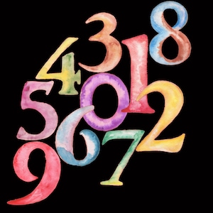 Watercolor Numbers Clipart, Rainbow Numbers, Colorful Illustrations ...