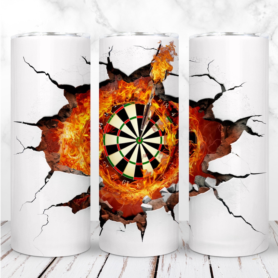 Darts Tumbler Wrap PNG 20oz Skinny Tumbler Flaming Dart Board Sports ...