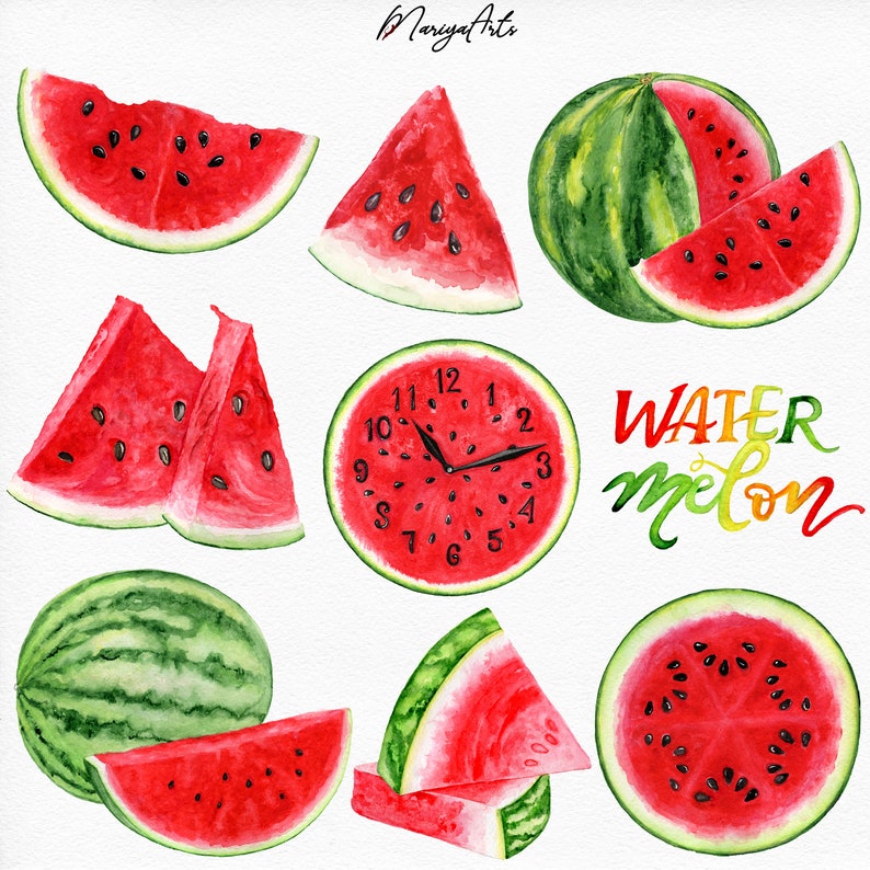 Watermelon Watercolor Clipart Watermelon Clock Png Watercolor