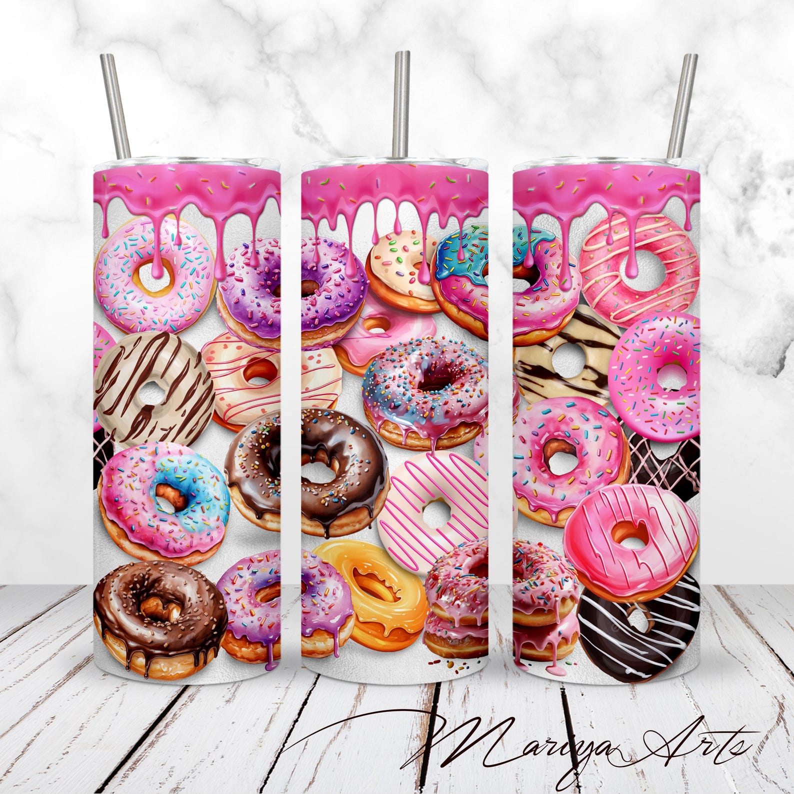 Donuts Tumbler Wrap PNG 20oz Skinny Tumbler Pastry & Baking Bakery Baker Dunkin Donuts ...