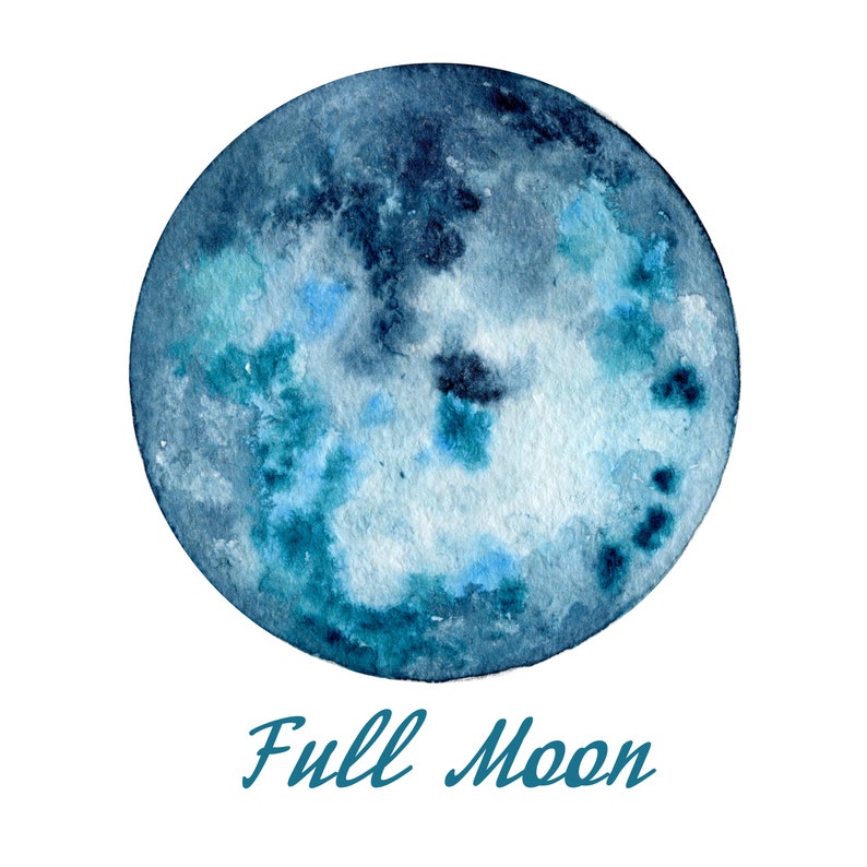 Moon Phases Clipart PNG, Lunar Chart, Crescent Moon Blue Watercolor ...