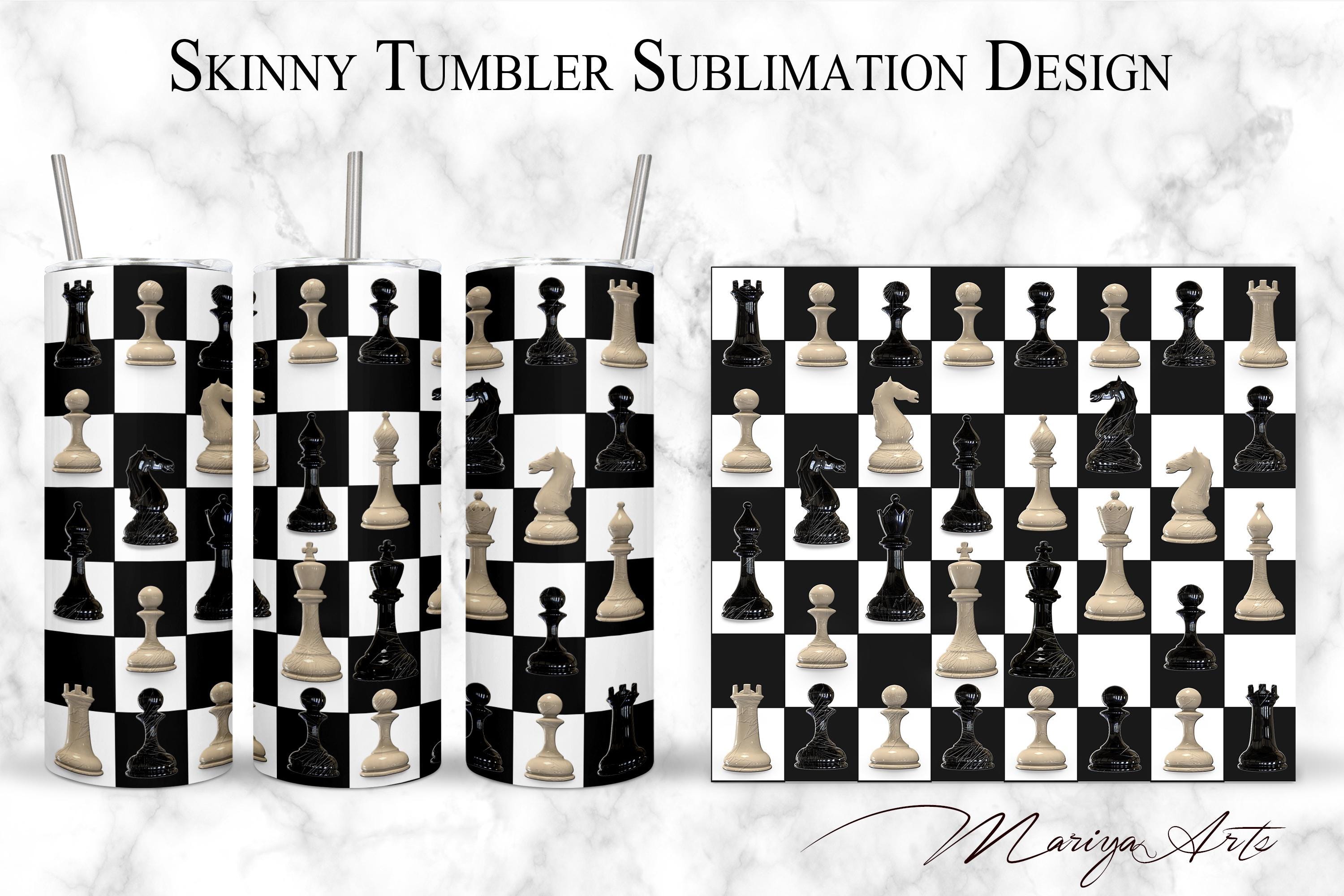 Chess Tumbler Wrap PNG Game Chess Pieces Seamless 20oz Skinny Tumbler ...
