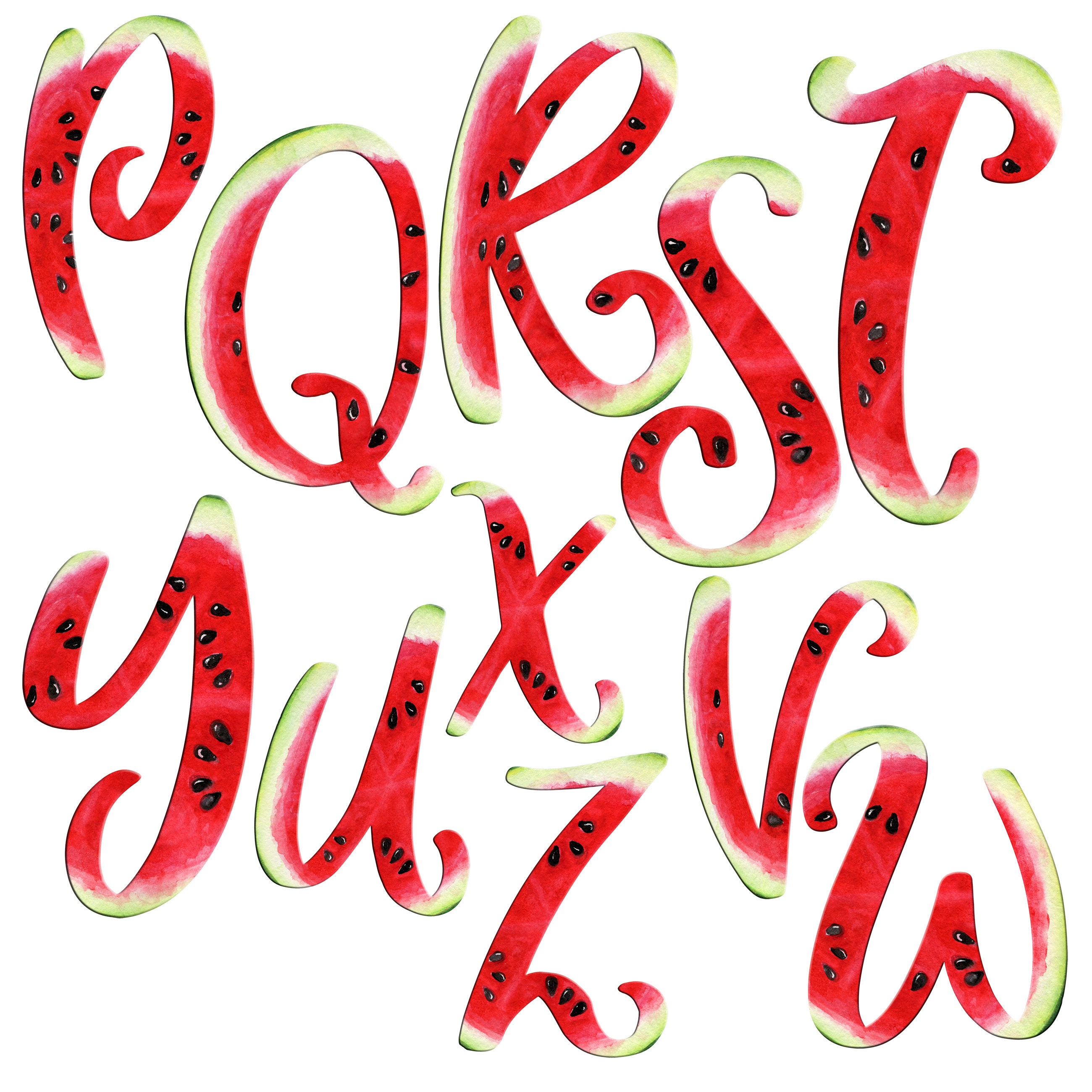 Watermelon Alphabet Letters Watercolor Clipart PNG Hand Painted ...
