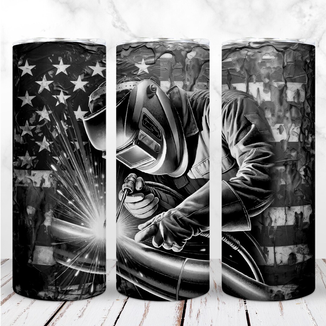 Welder Tumbler Wrap PNG 20oz Skinny Tumbler Patriotic US Flag Welder's ...