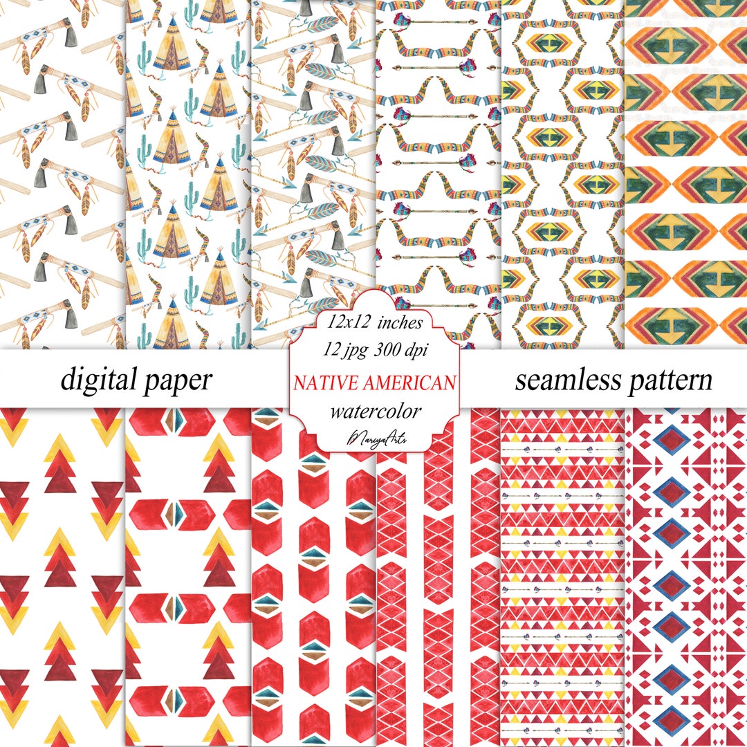 Tribal Paper Pack, Native American Digital Paper Pack, Digital ...