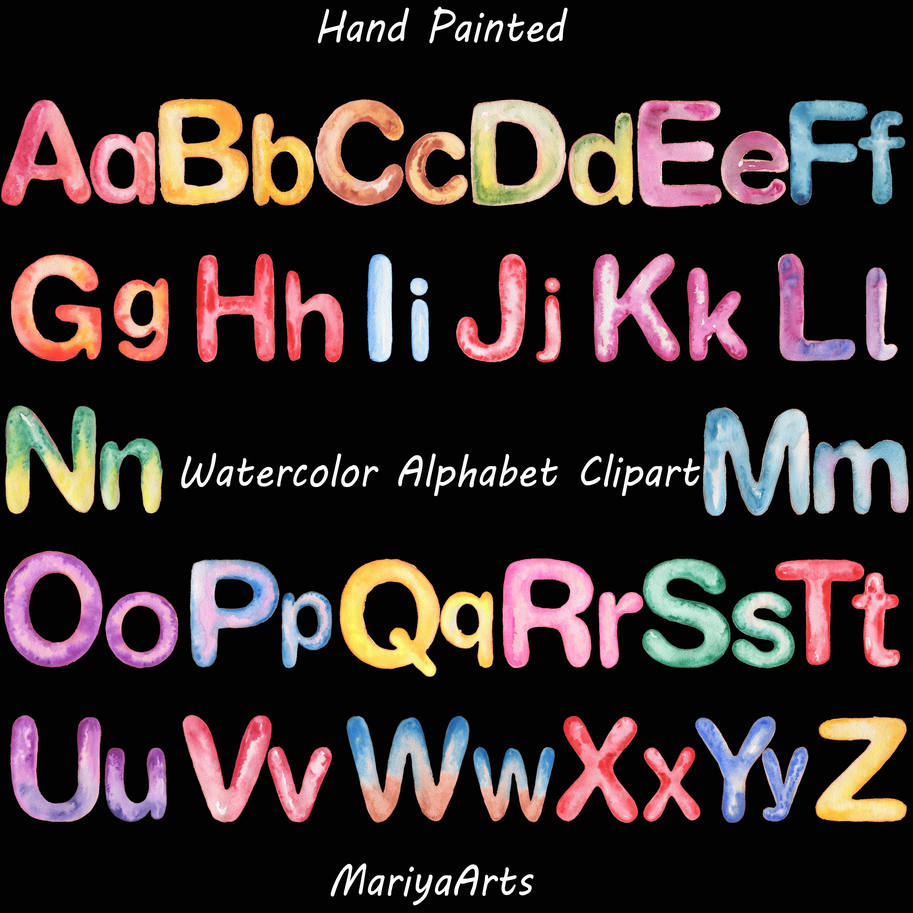 Watercolor Letters Alphabet Clipart, PNG Rainbow Colors, Colorful ...
