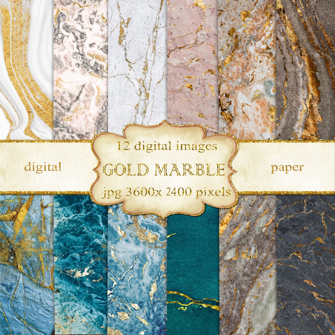 Gold Marble Digital Paper, Golden Marble Background, Blue Gold Marble ...