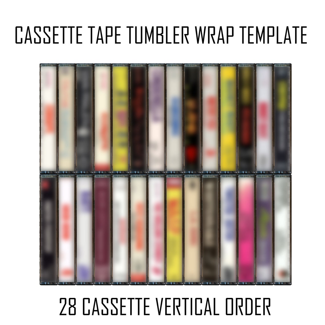 Cassette Tape Tumbler Wrap Template Empty Pattern Stencil Model Design ...