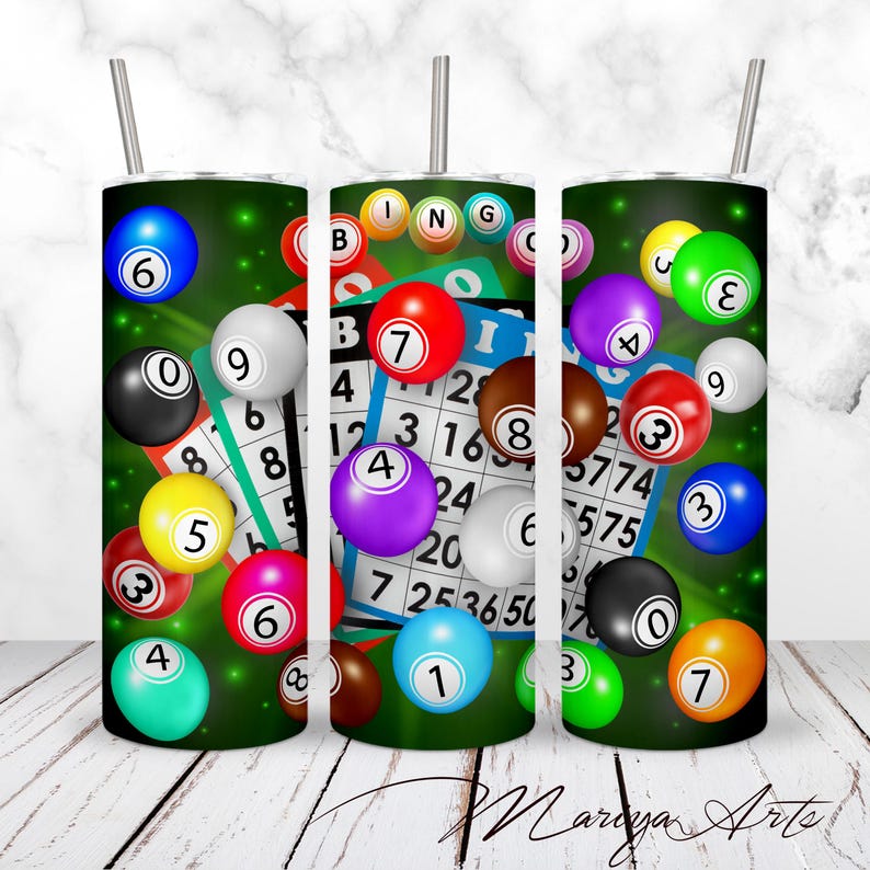 Bingo Tumbler Wrap PNG 20oz Skinny Tumbler Sublimation Design Bingo ...