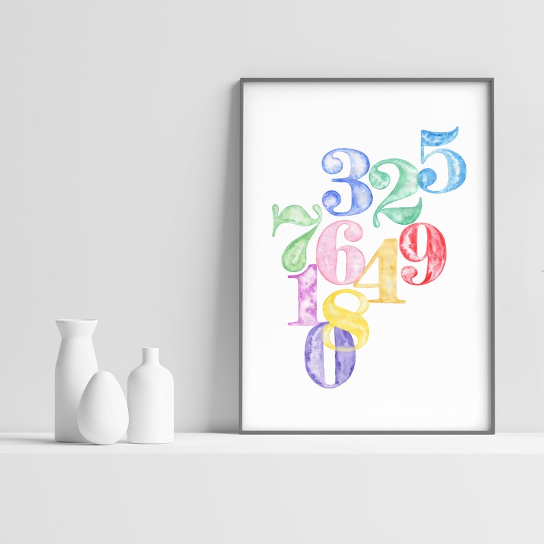 Watercolor Numbers Clipart, Numbers Clip Art Digital Download, Rainbow ...