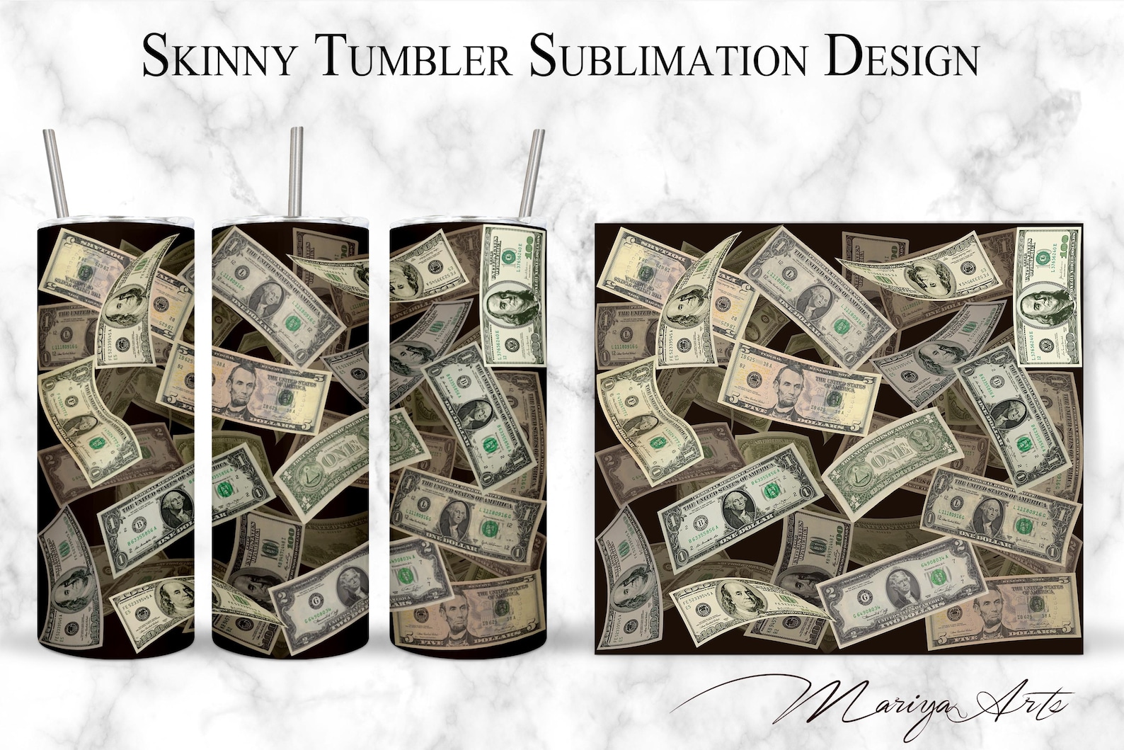 Money Tumbler Wrap PNG 20oz Skinny Tumbler Raining Dollars Falling ...