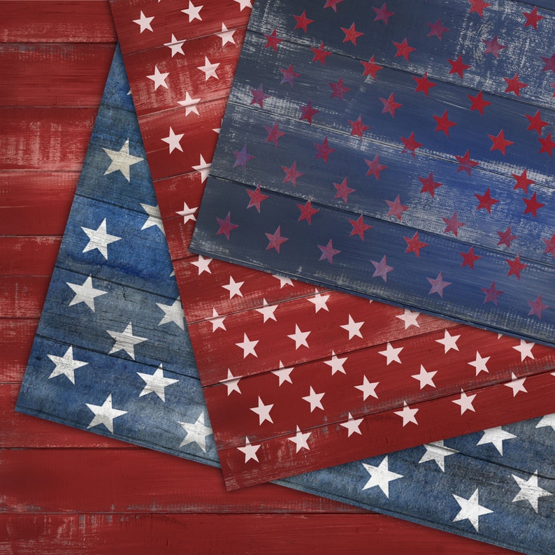 Patriotic Digital Paper Background American Flag 4th of July - Etsy