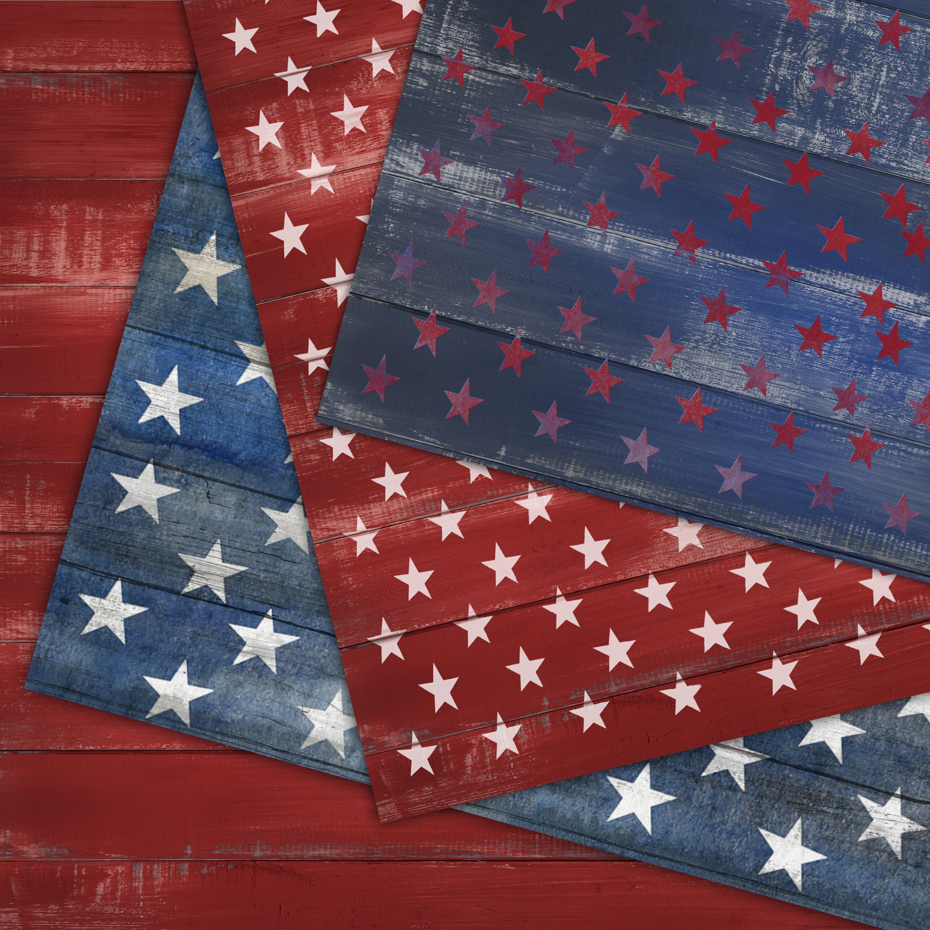 Patriotic Digital Paper Background American Flag 4th of July USA Rustic ...