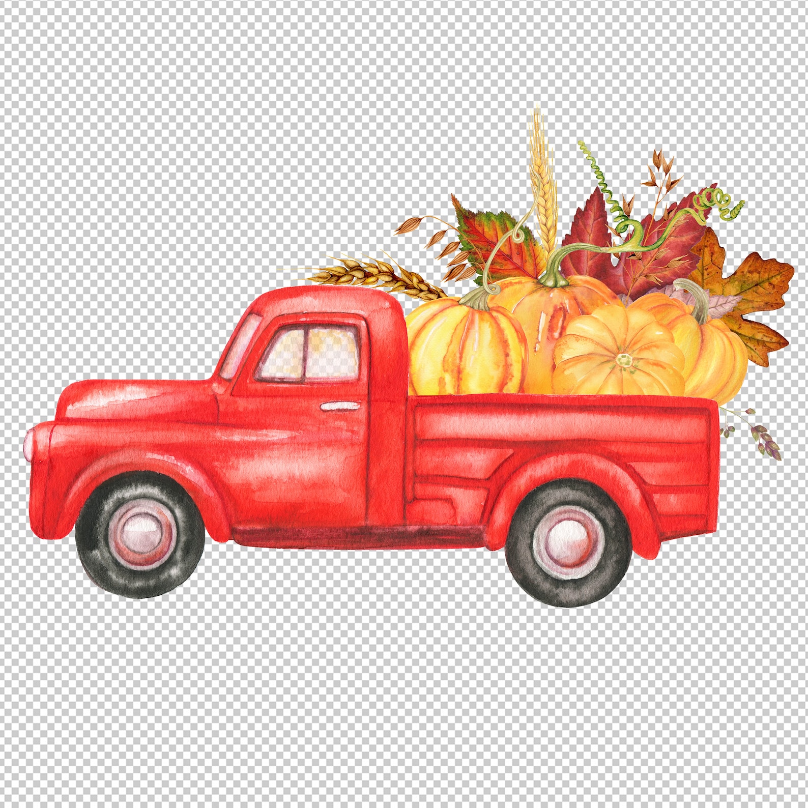 Fall Red Pickup Truck Pumpkin Truck Vintage Red Truck Fall - Etsy