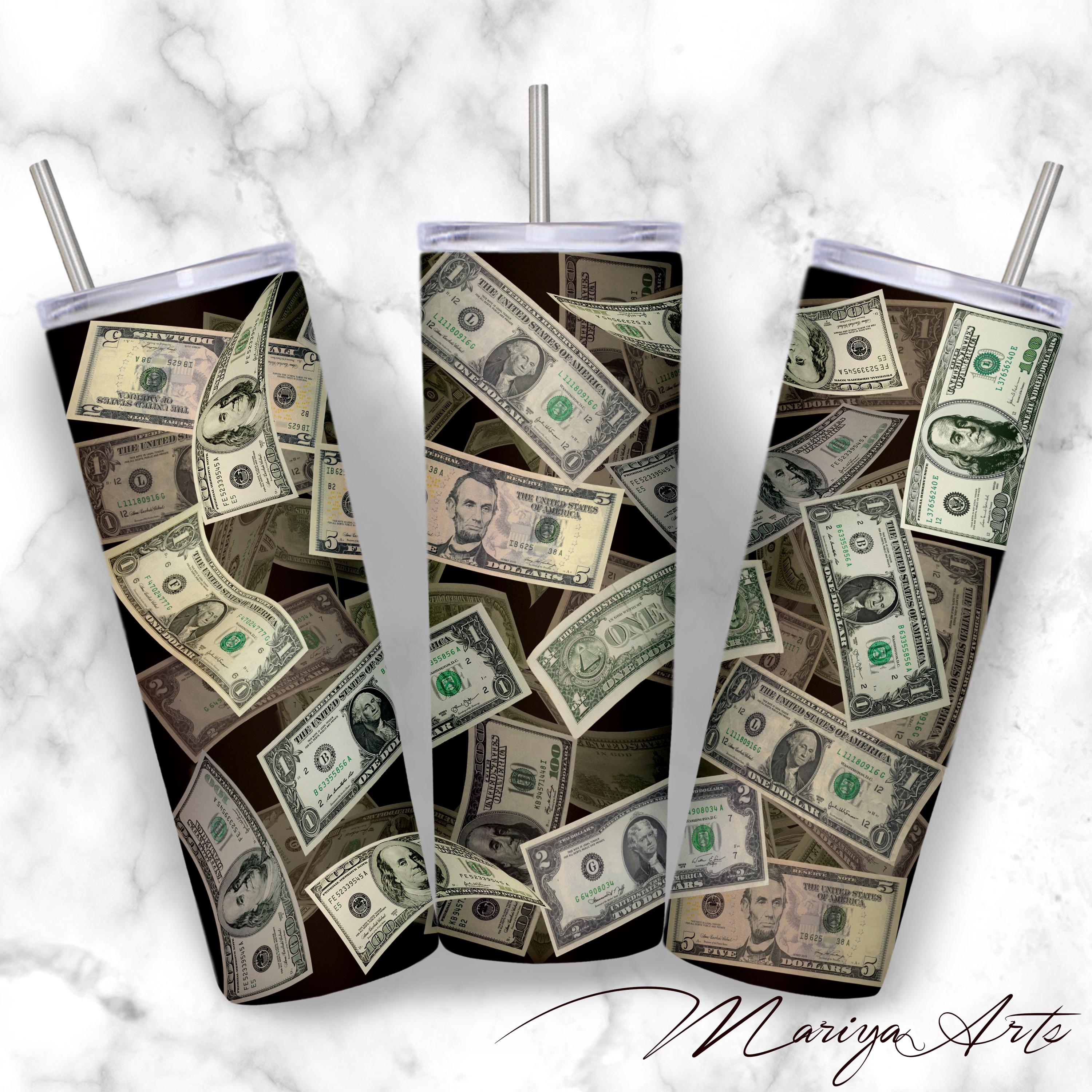 Money Tumbler Wrap PNG 20oz Skinny Tumbler Raining Dollars Falling ...