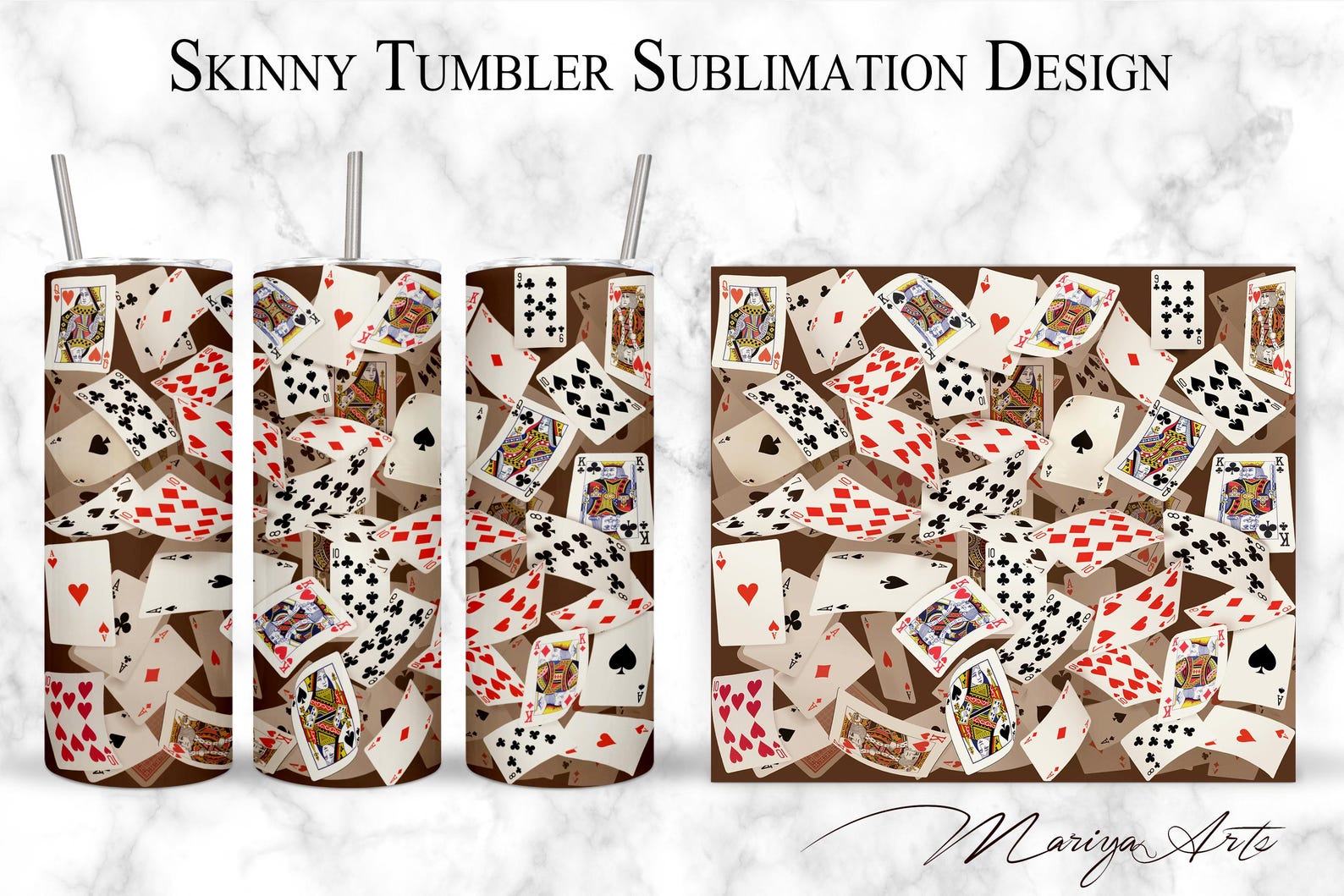 Playing Cards Tumbler Wrap PNG 20oz Skinny Tumbler Game Casino Poker 3D ...