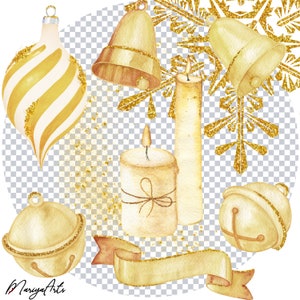 Gold Christmas Clipart PNG Glitter Golden Snowflake Ornament Merry ...