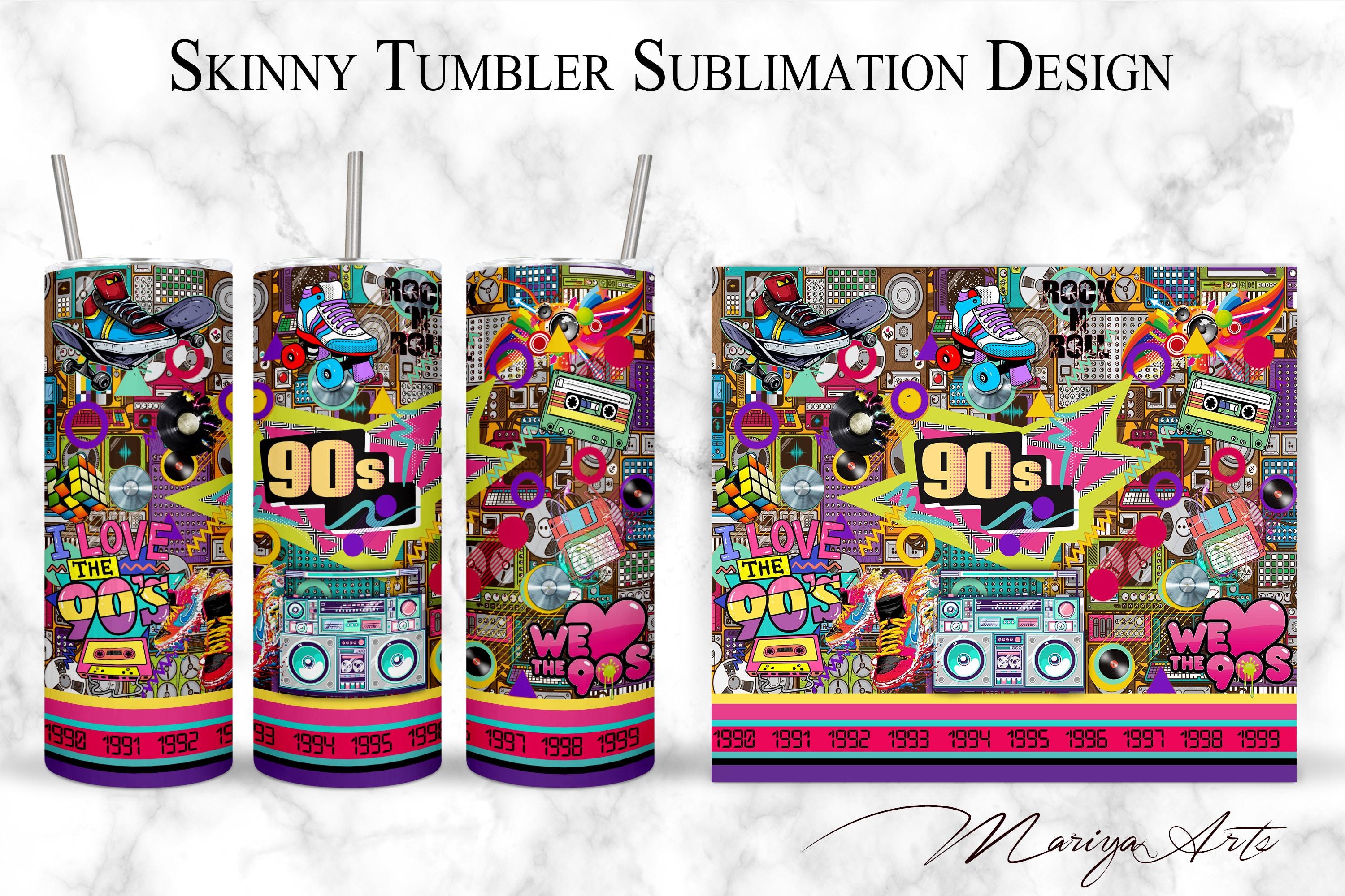 90s Tumbler Wrap PNG 20oz Music Love Classic Rock 90's Pop Art Retro ...
