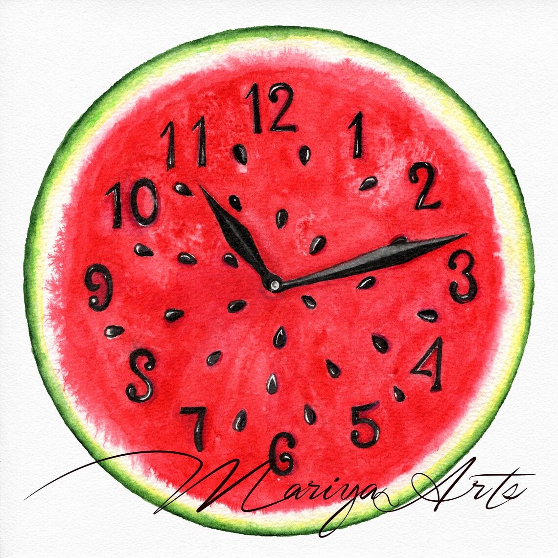 Watermelon Watercolor Clipart Watermelon Clock PNG Watercolor ...