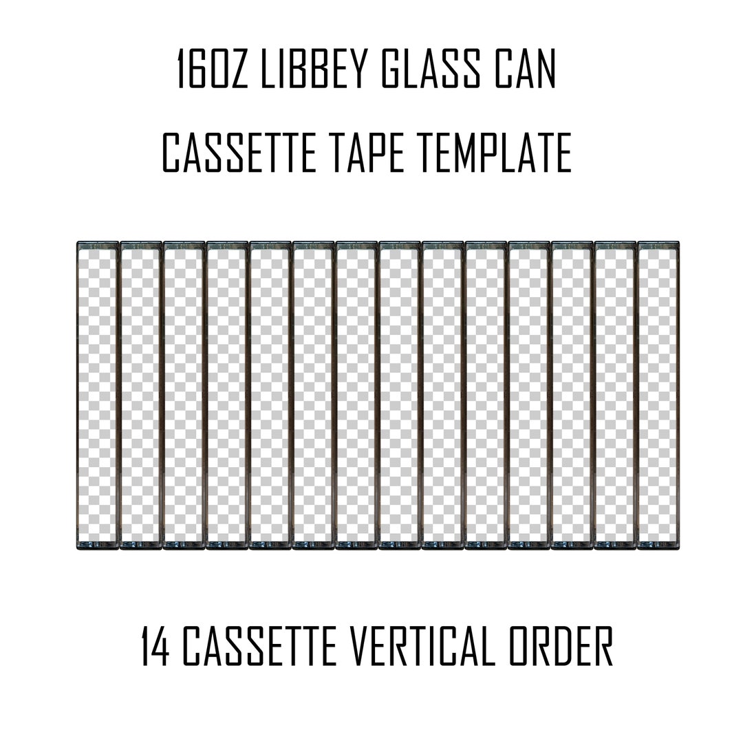 Cassette Tape 16oz Libbey Glass Can Template Empty Pattern Stencil ...