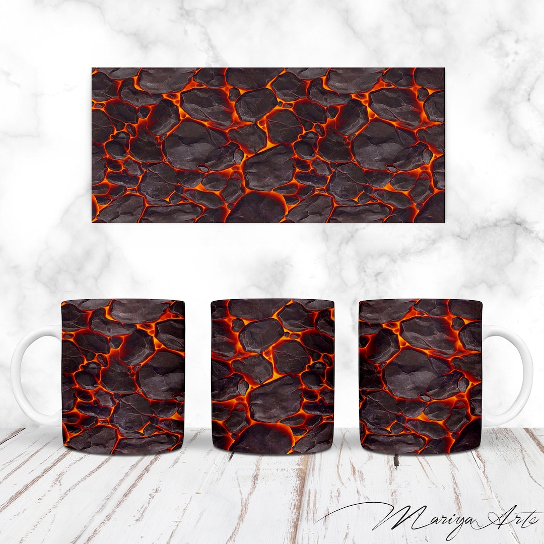 Lava 3D Mug Wrap PNG 11oz & 15oz Hot Lava Mug Wrap Abstrato Preto e ...