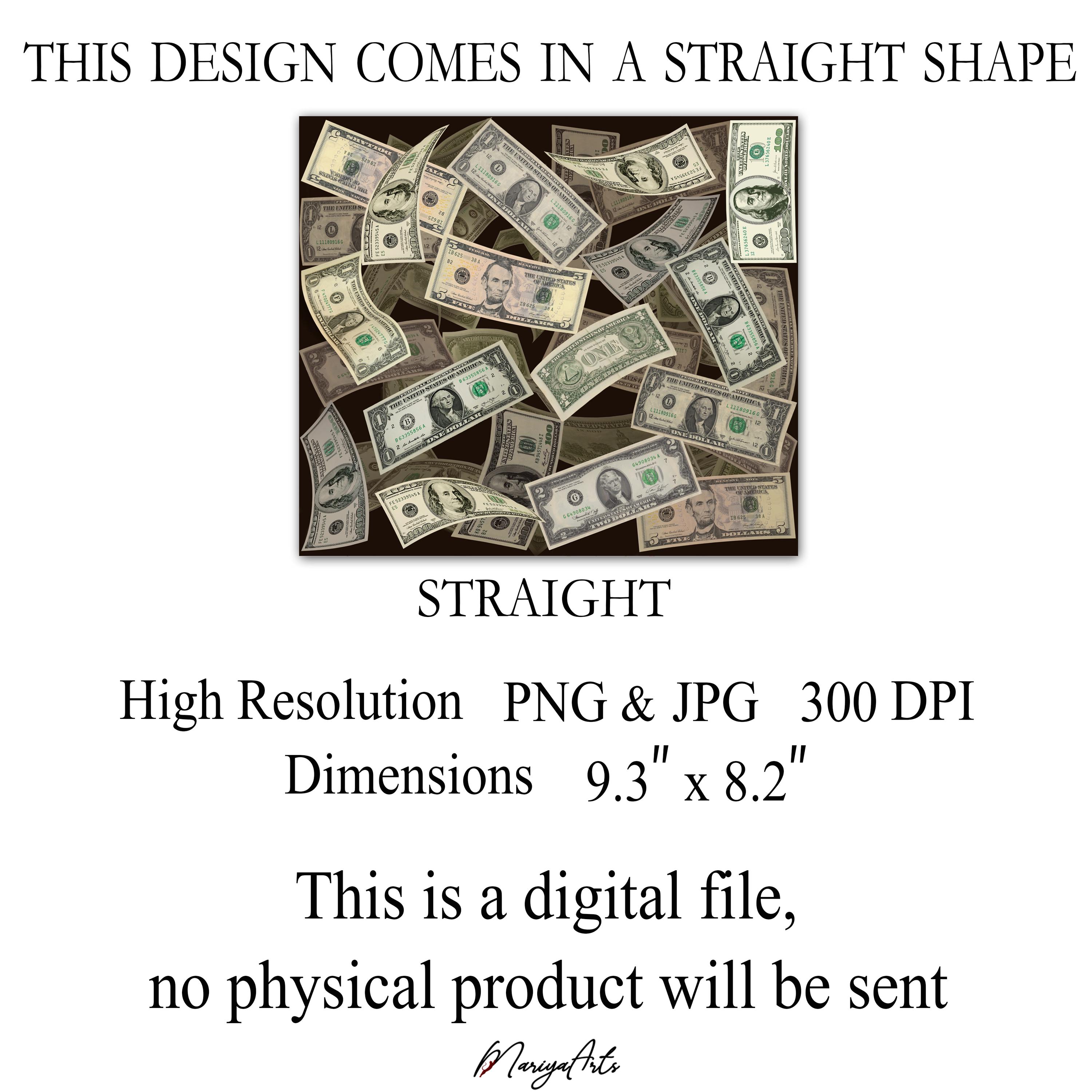 Money Tumbler Wrap PNG 20oz Skinny Tumbler Raining Dollars Falling ...
