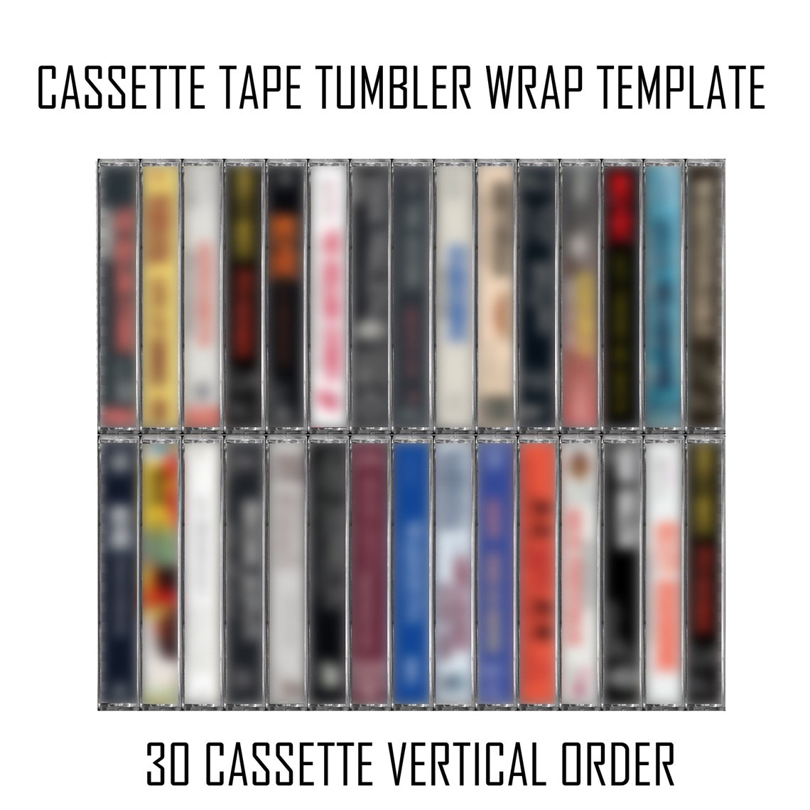 Cassette Tape Tumbler Wrap Template Empty Pattern Stencil Model Design ...