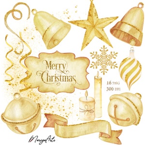 Gold Christmas Clipart PNG Glitter Golden Snowflake Ornament Merry ...