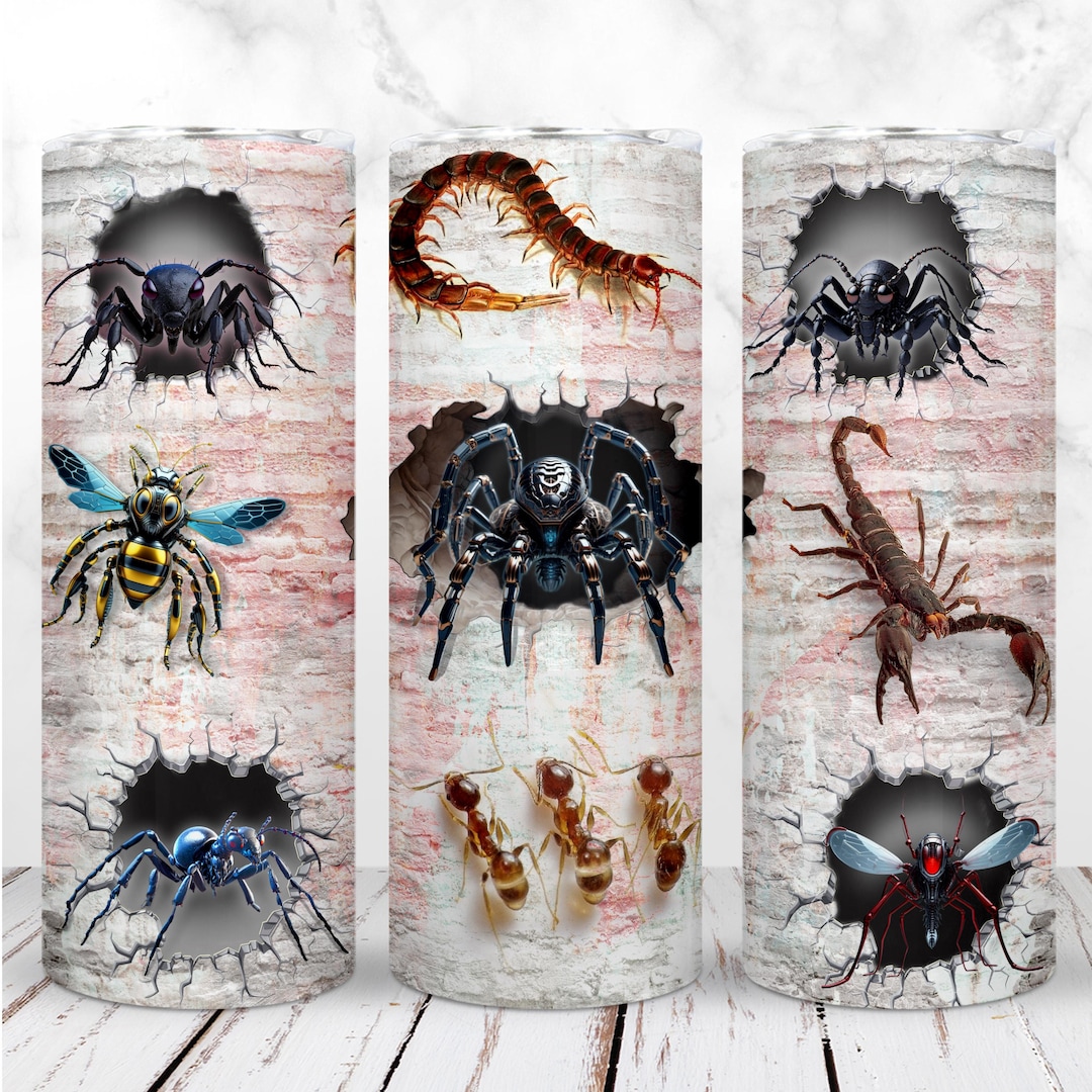 Insects 3D Tumbler Wrap PNG 20oz Skinny Tumbler Halloween Bugs Creepy ...