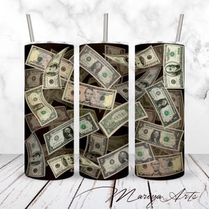 Money Tumbler Wrap PNG 20oz Skinny Tumbler Raining Dollars Falling ...