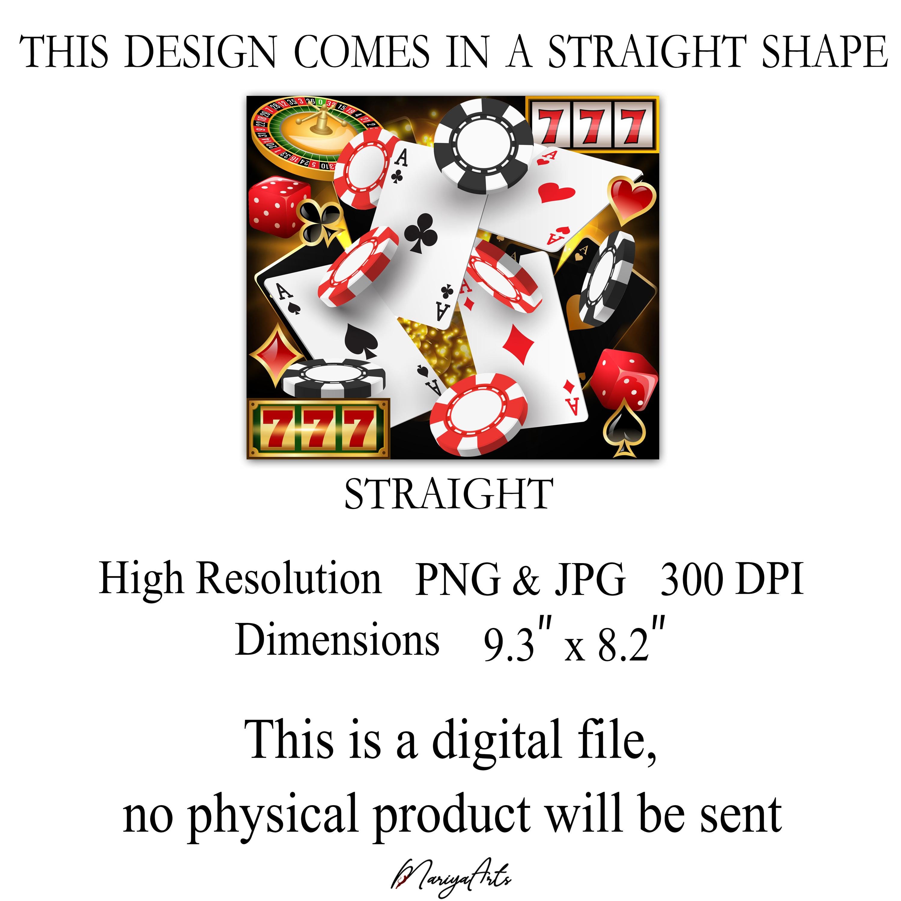 Playing Cards 3D Tumbler Wrap PNG 20oz Skinny Tumbler Casino Game Chips ...