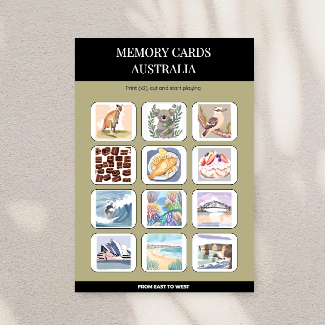Memory Game Australia | Memory Cards Montessori | Educational ...