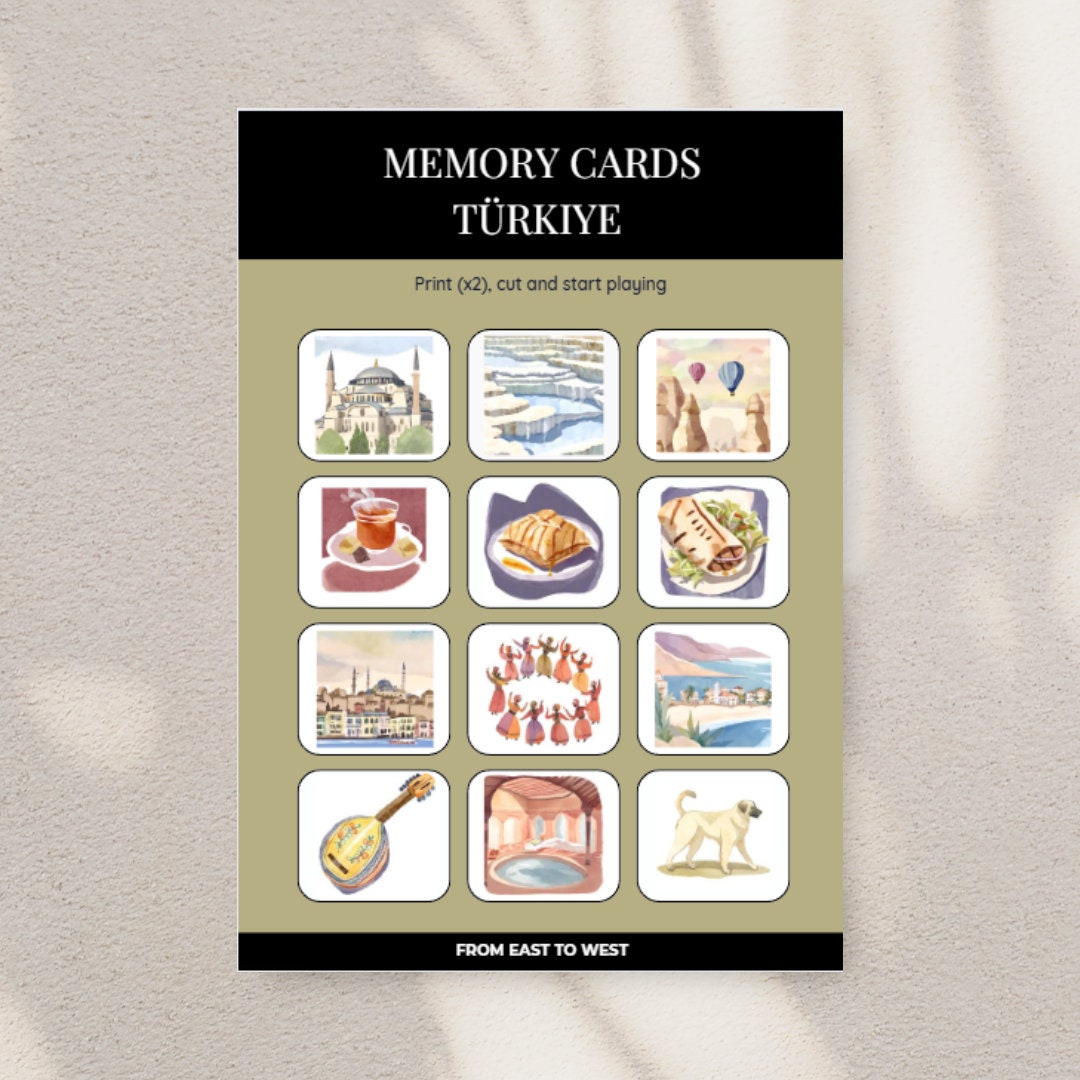 Memory Game Türkiye | Memory Cards Montessori | Educational Printables ...