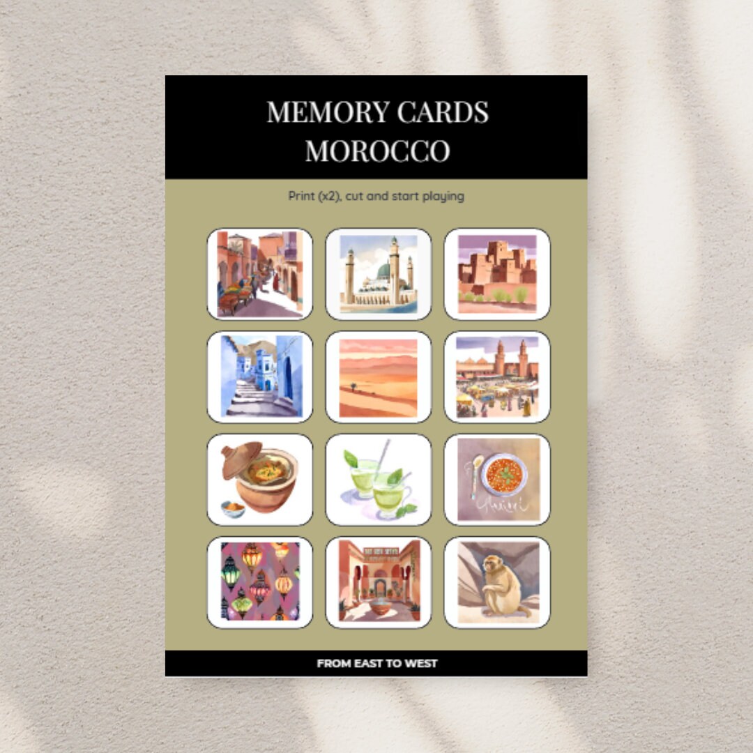 Memory Game Morocco | Memory Cards Montessori | Educational Printables ...