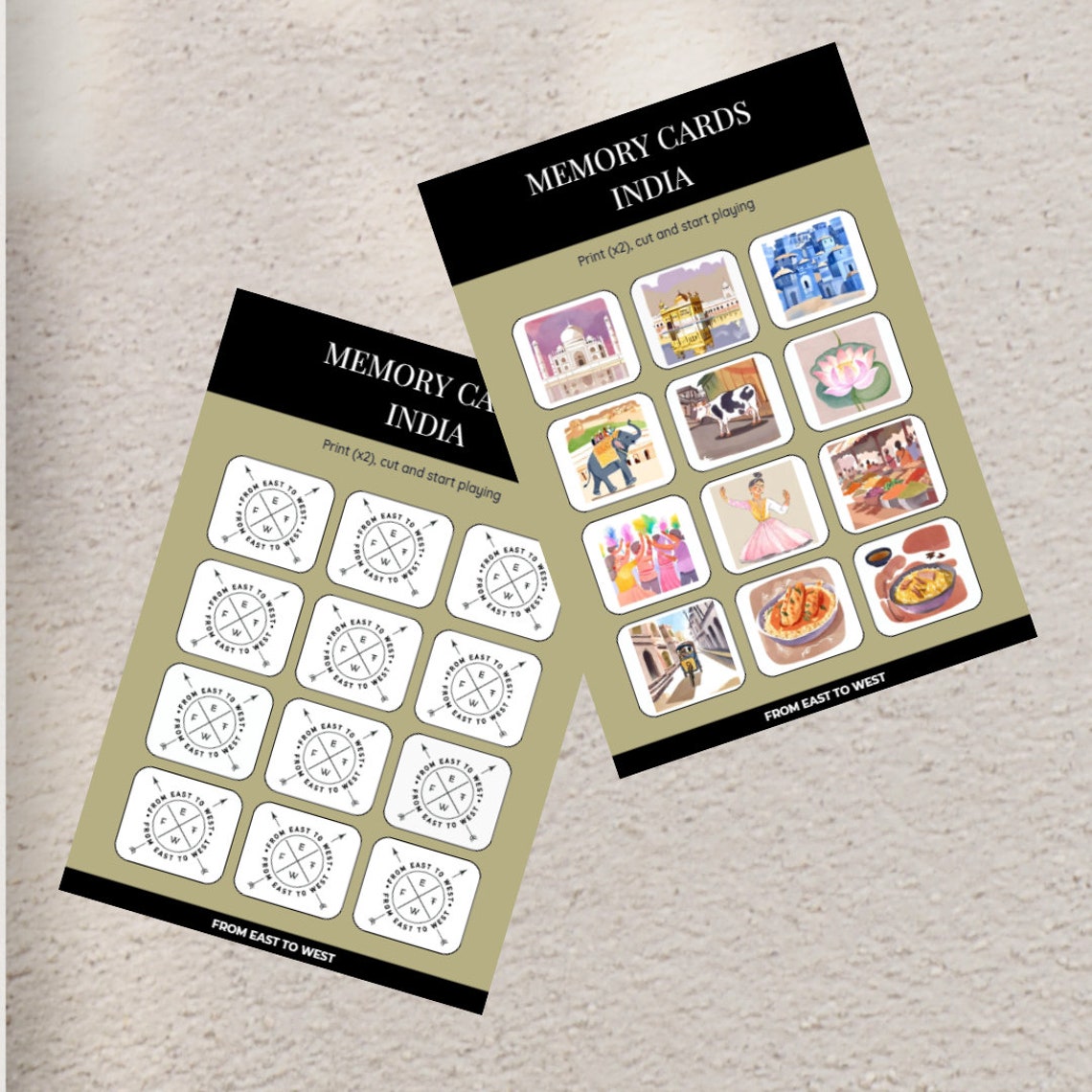 Memory Game India | Memory Cards Montessori | Educational Printables ...