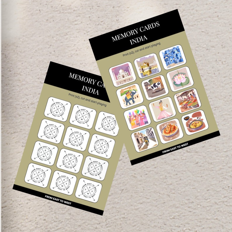 Memory Game India | Memory Cards Montessori | Educational Printables ...