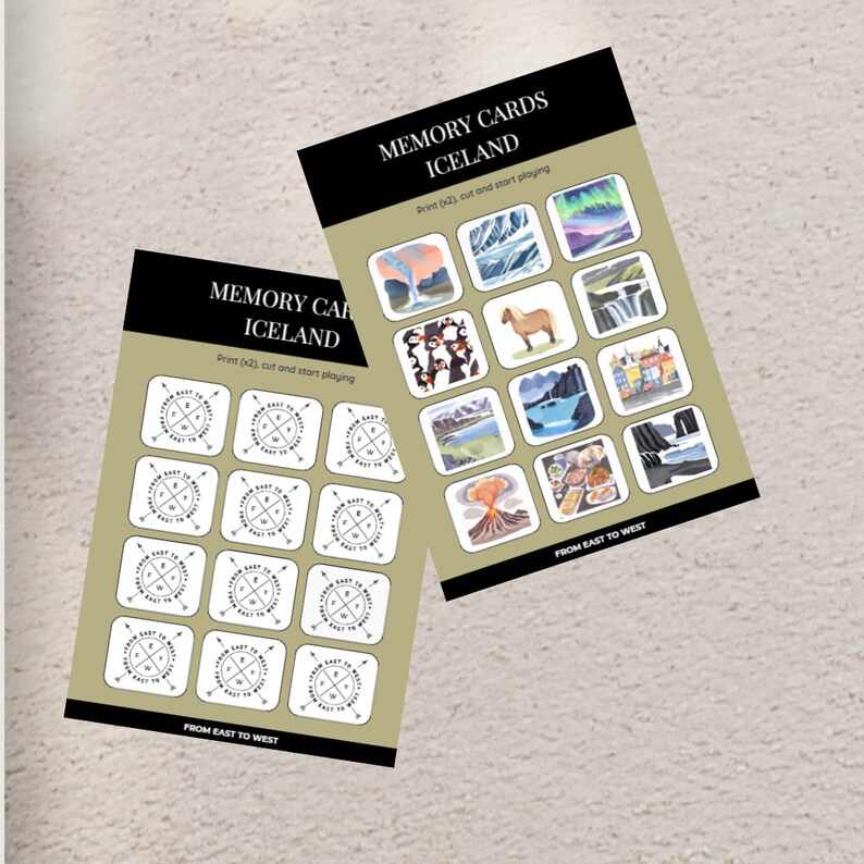 Memory Game Iceland | Memory Cards Montessori | Educational Printables ...