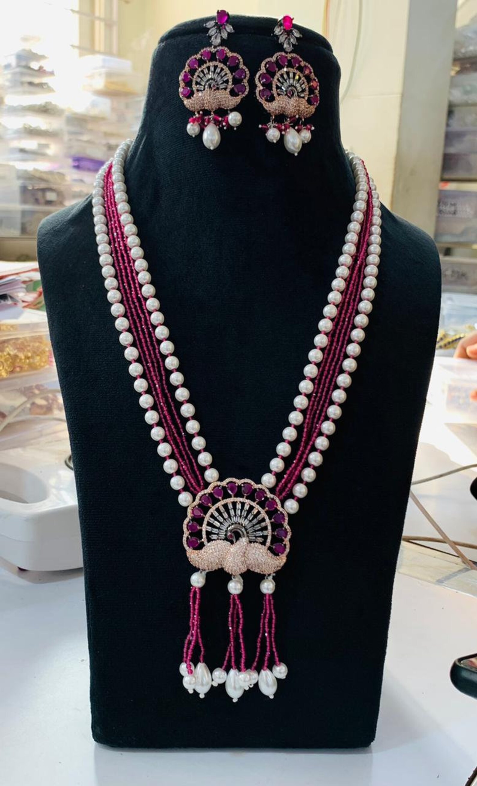 Traditional Pachi Kundan Long Mala Set/bollywood Style Beaded - Etsy