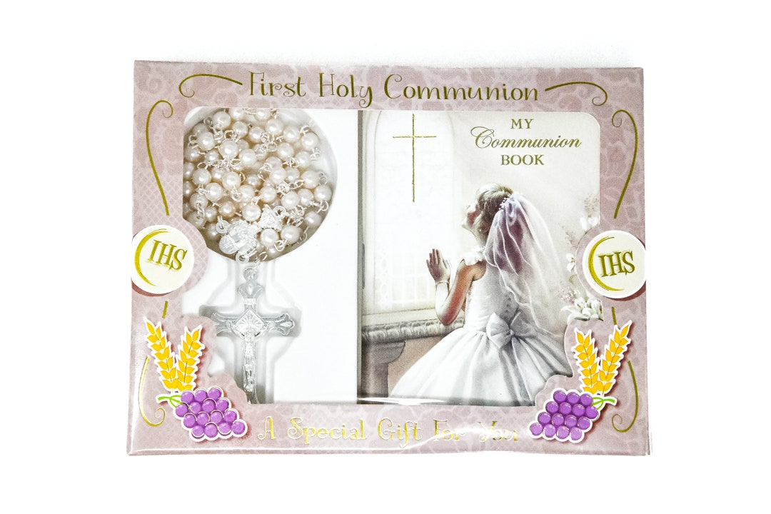 Girl's First Holy Communion Rosary & Prayer Booklet - Etsy