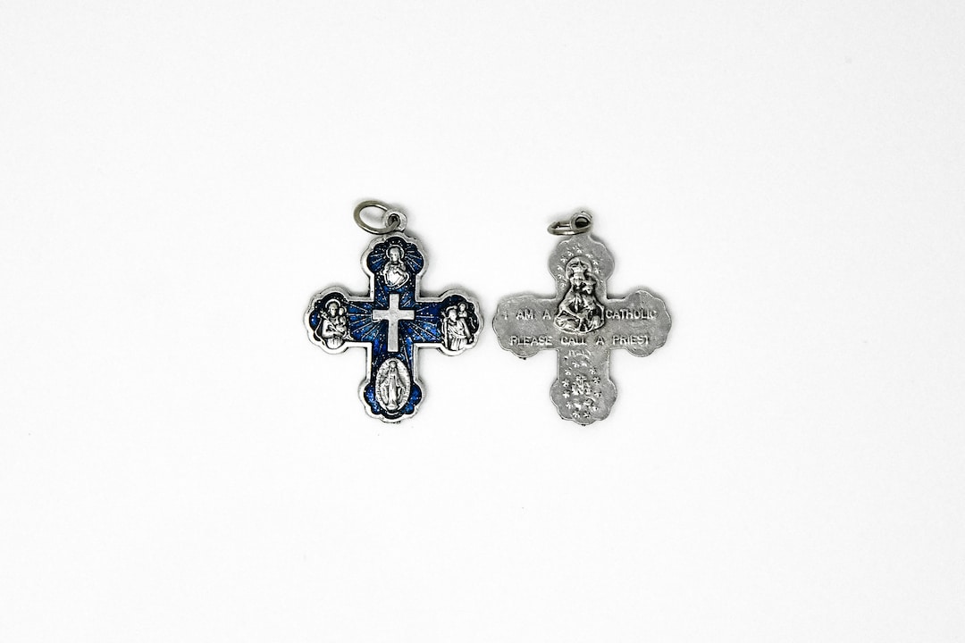 Blue Enamel 5 Way Cross Pendant - Etsy