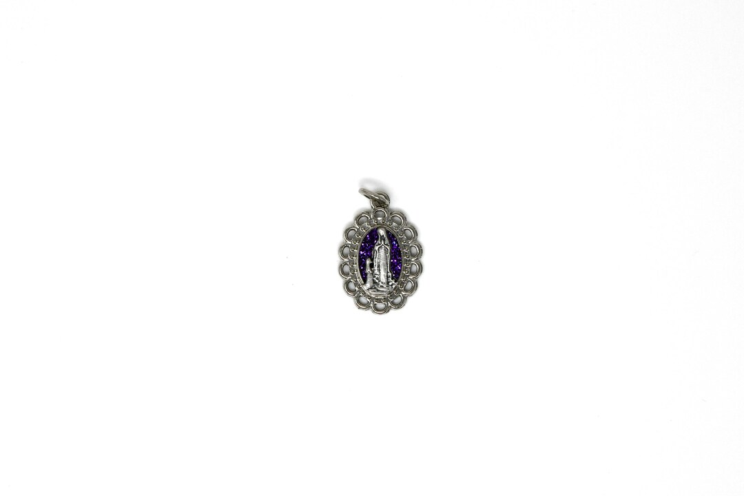 Lourdes Apparition Purple & Silver Medal. - Etsy