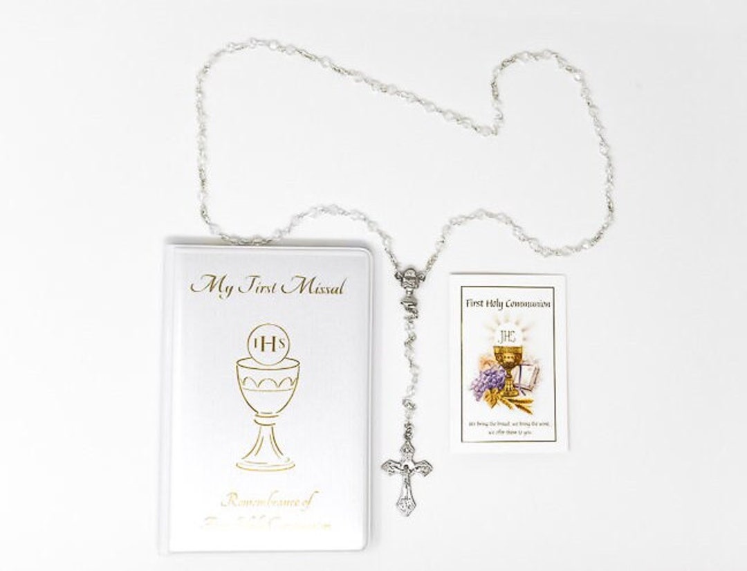 My First Holy Communion Crystal Rosary Beads & a Prayer Book - Etsy