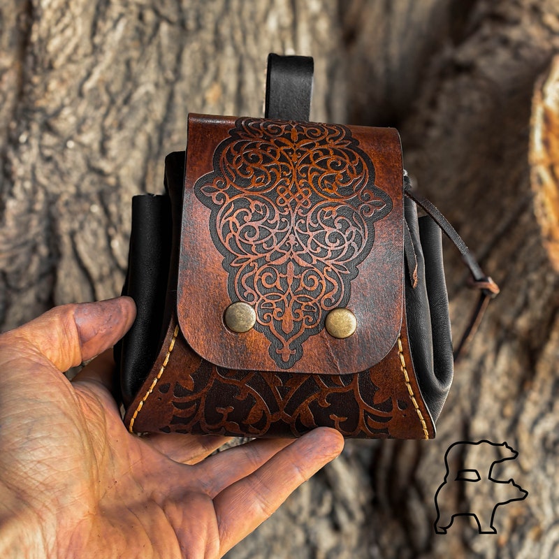 Leather Drawstring Pouch - Etsy
