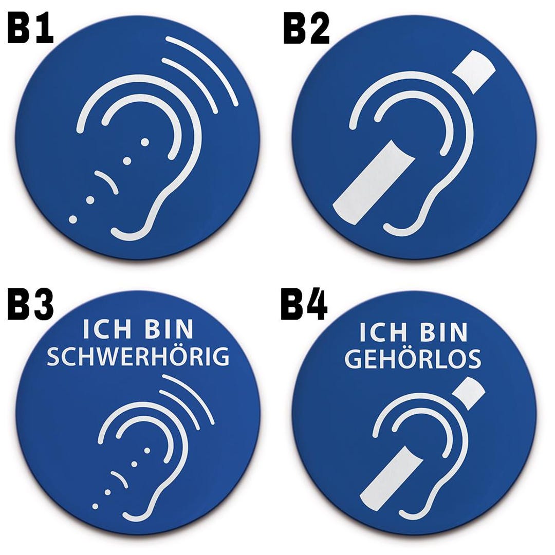Badge/button for the Deaf/hard of Hearing 56, 37, 75 Mm: 4 Different ...