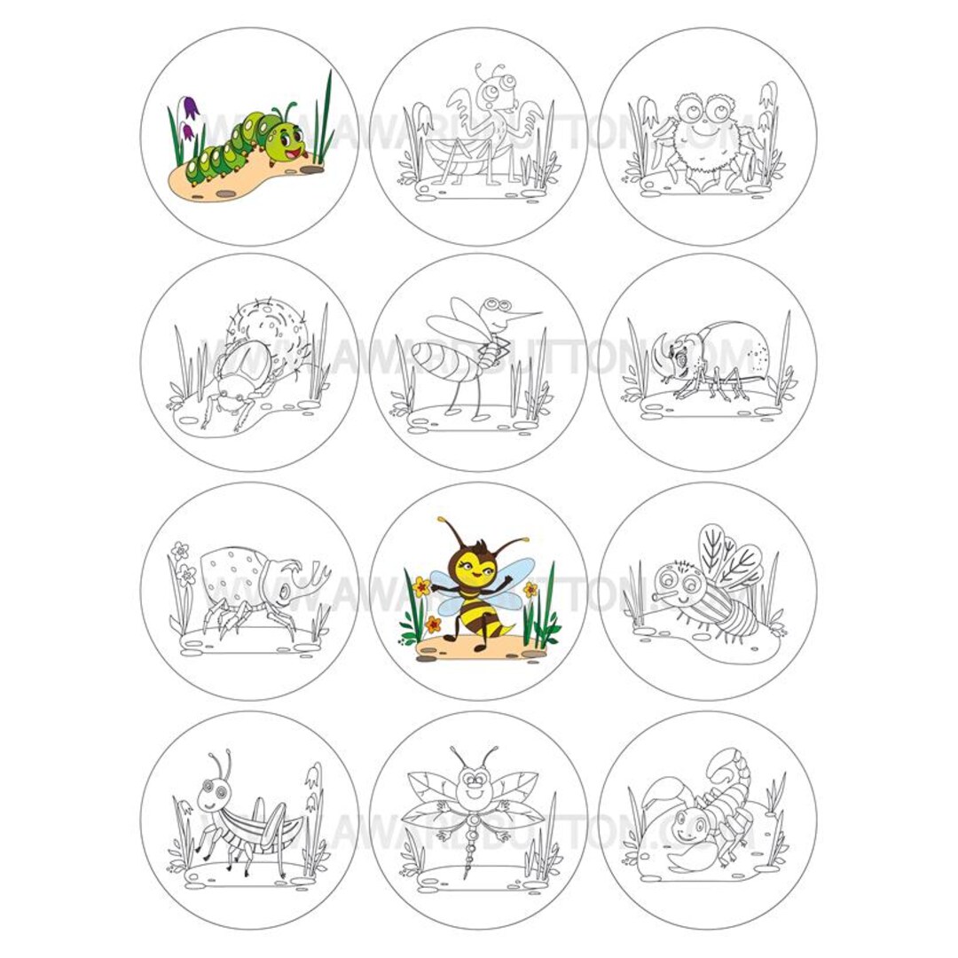 56 Mm2.25in, 24 Coloring Pages, Button/badge, A4/u.s.letter, Templates ...