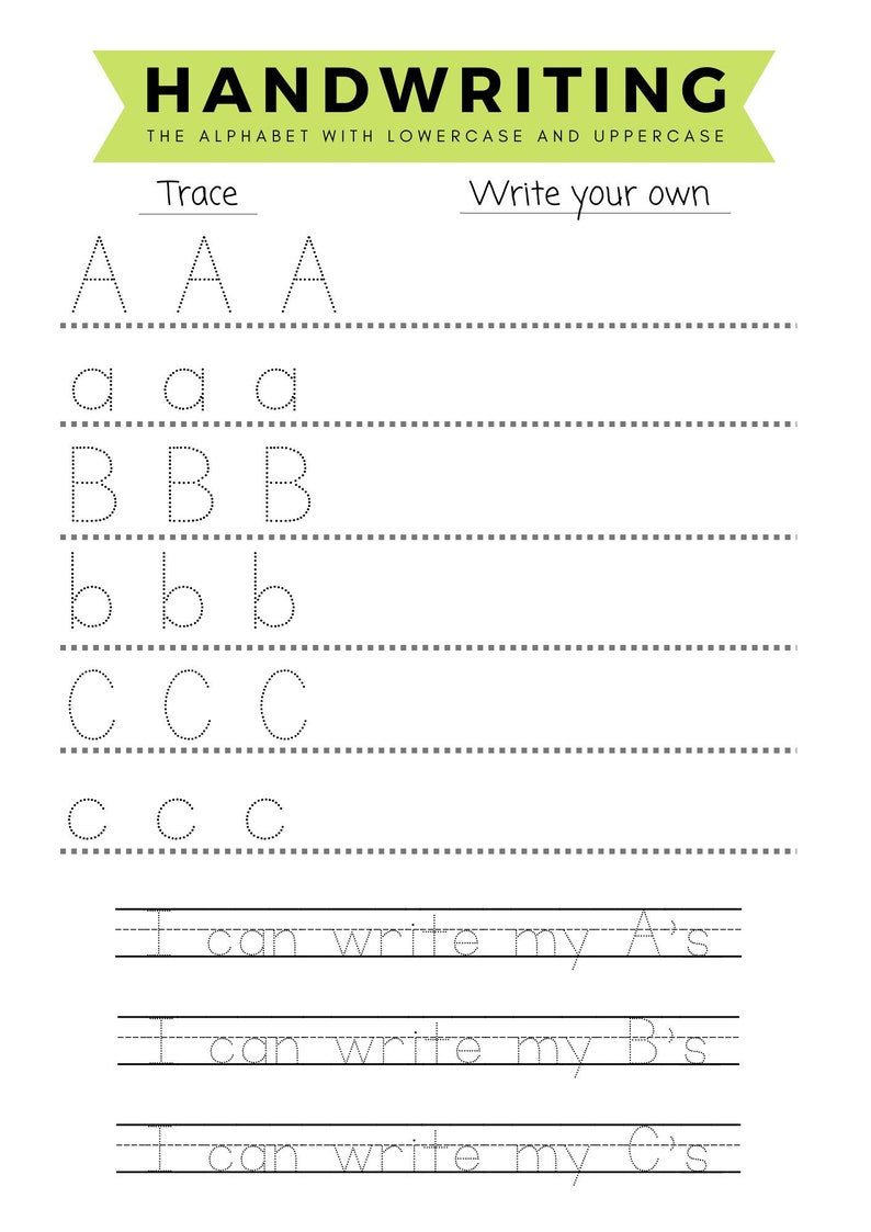Downloadable / Printable Handwriting Worksheet A Z digital Copy Only ...