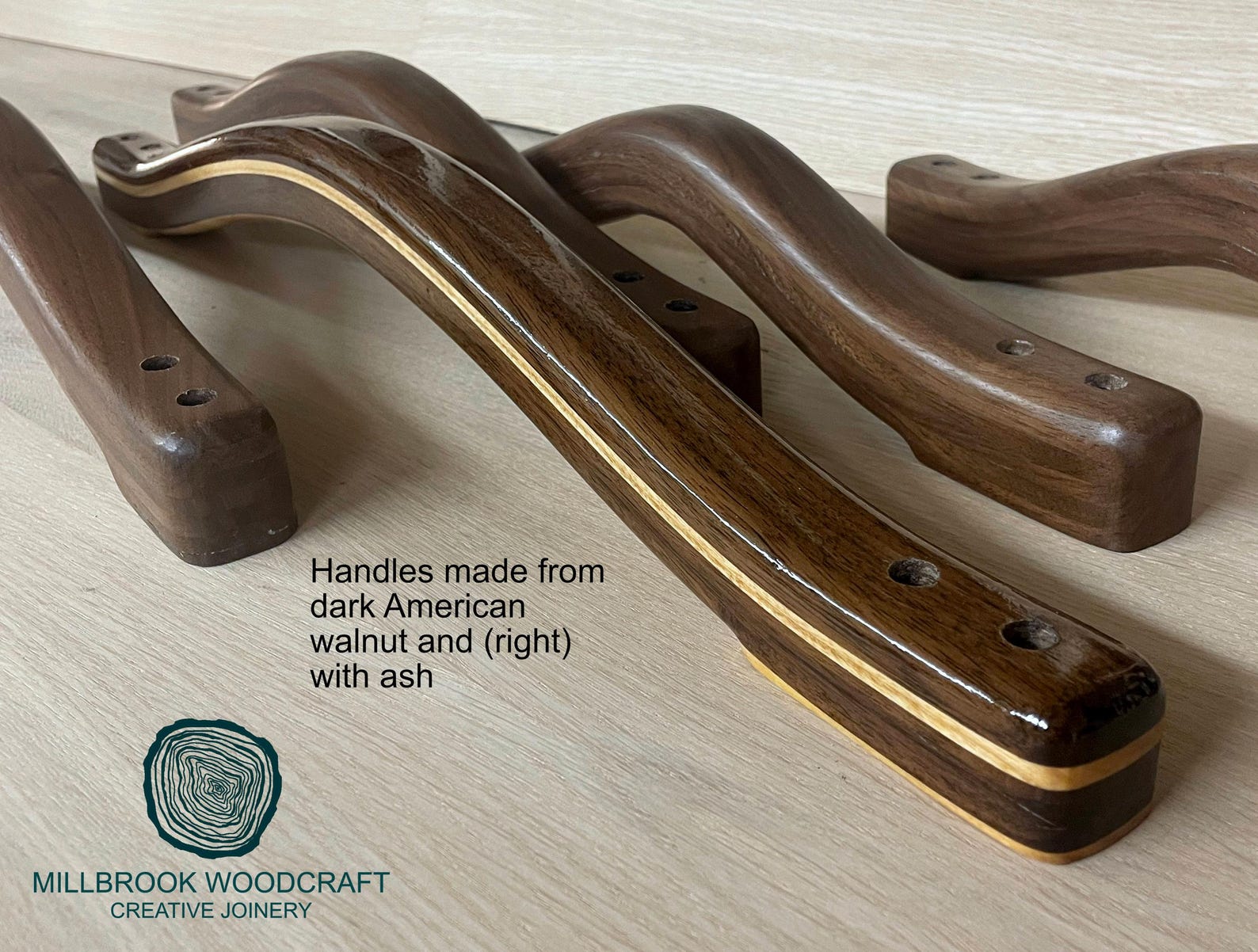 300mm 12” Dark American Walnut Wood Grab Bar or Stair Handrail Wall ...