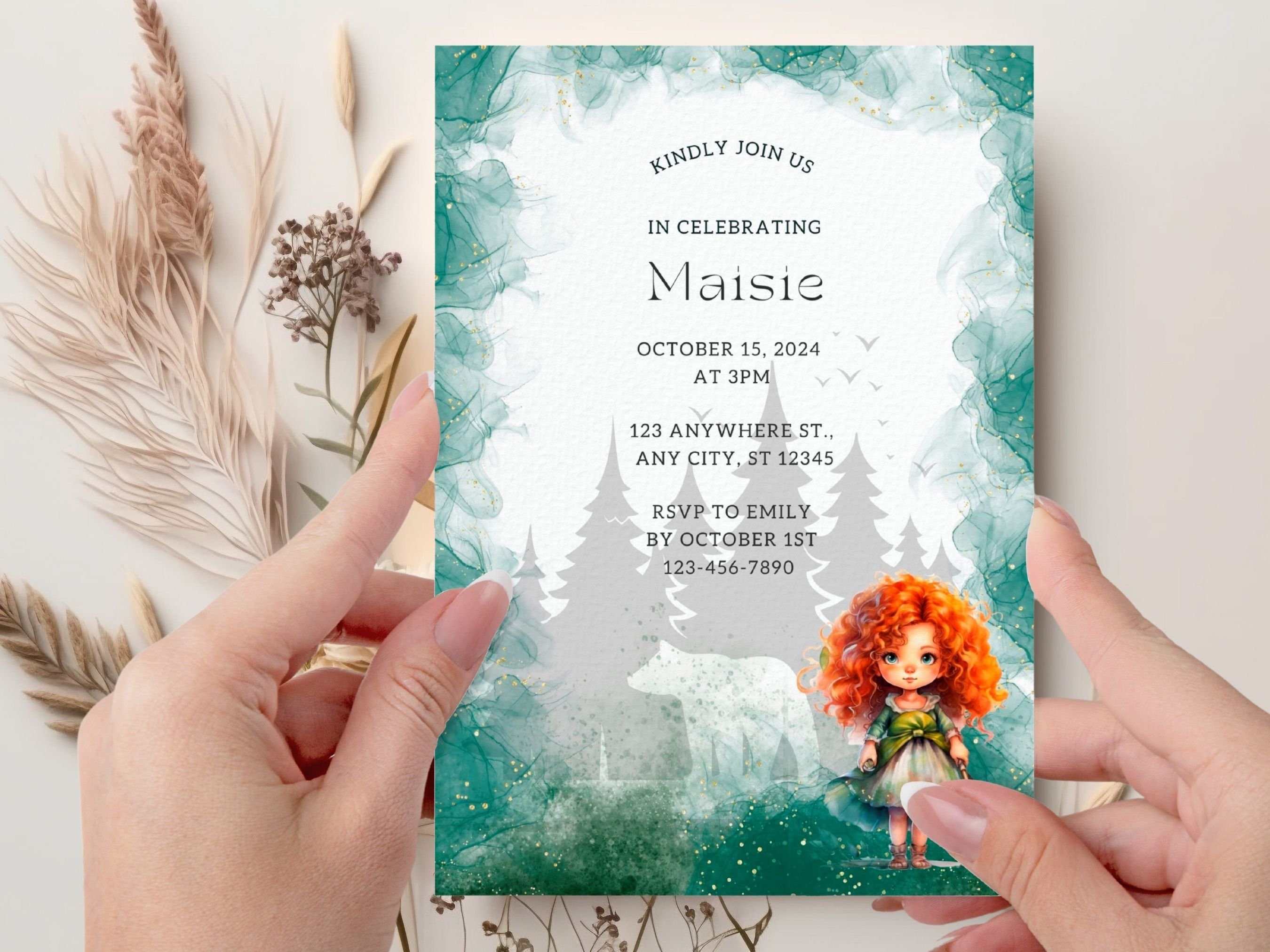 Princess Merida Birthday Party Invitations Brave-themed - Etsy
