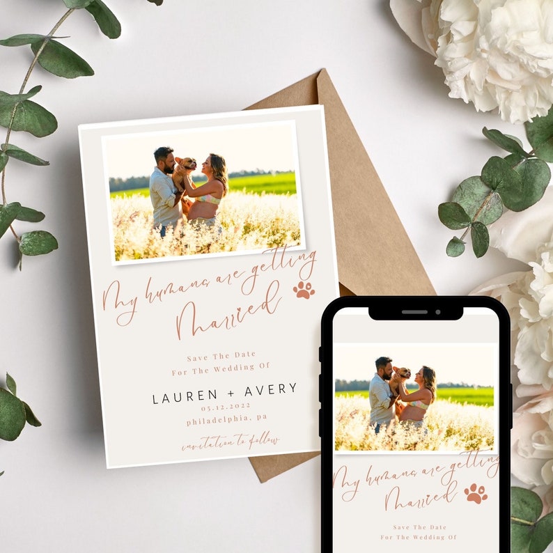 Wedding Invitation My Humans Are Getting Married Template - Etsy